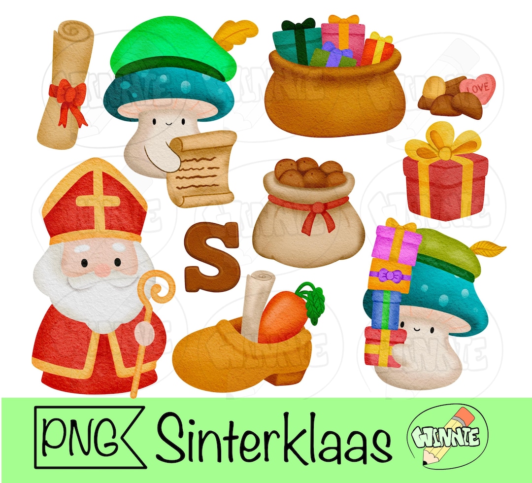 Sinterklaas clipart sint-en-piet png digital stickers planner 5 ...