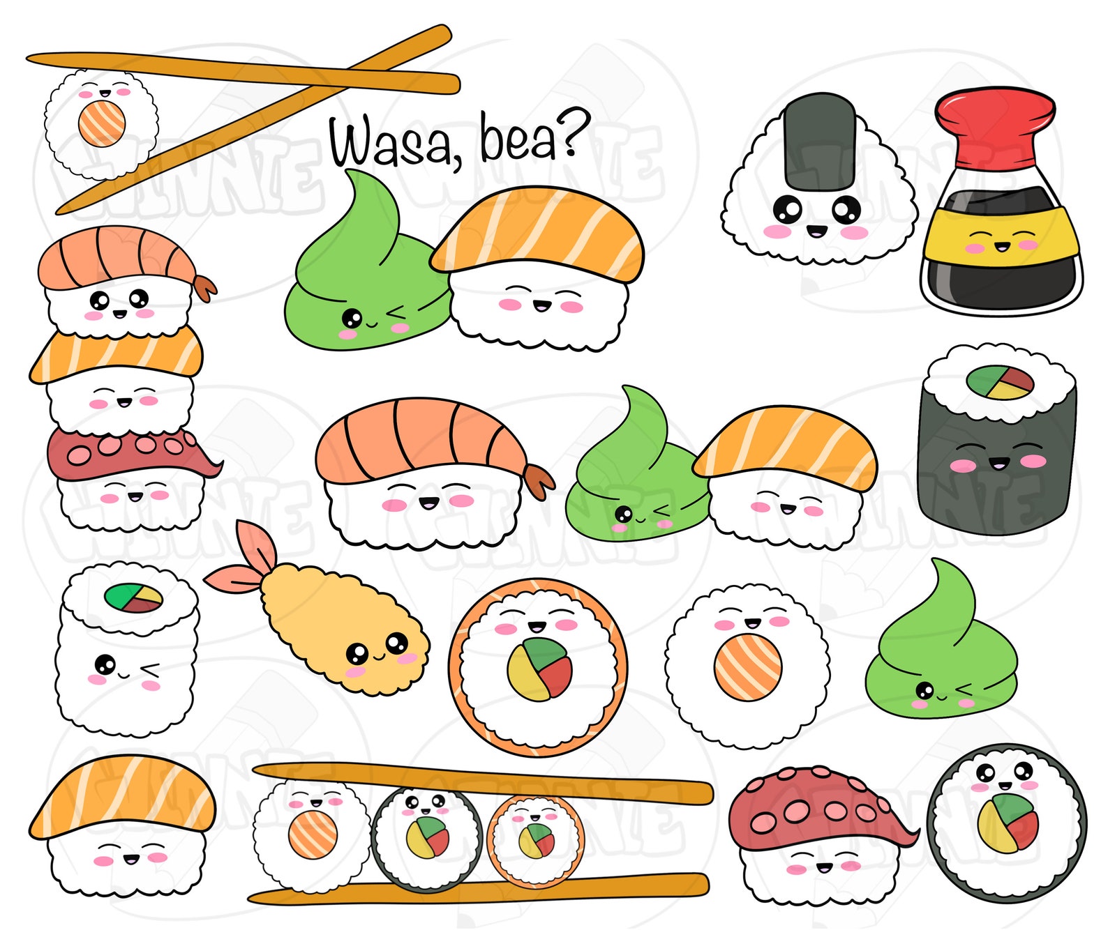 Sushi Svg Clipart Cute Sushi Clip Art Svg Kawaii Sushi - Etsy