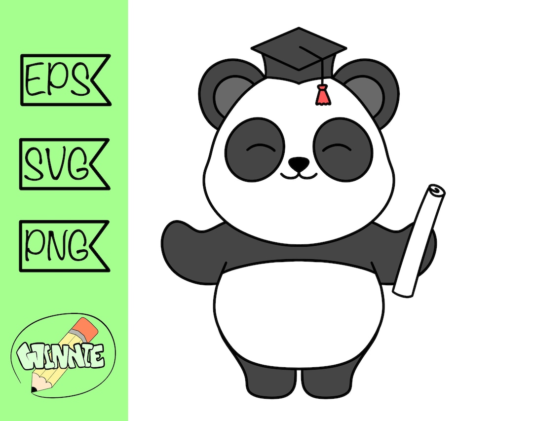 Panda Svg Graduation Panda Preschool Gradution Animal Kindergarten ...