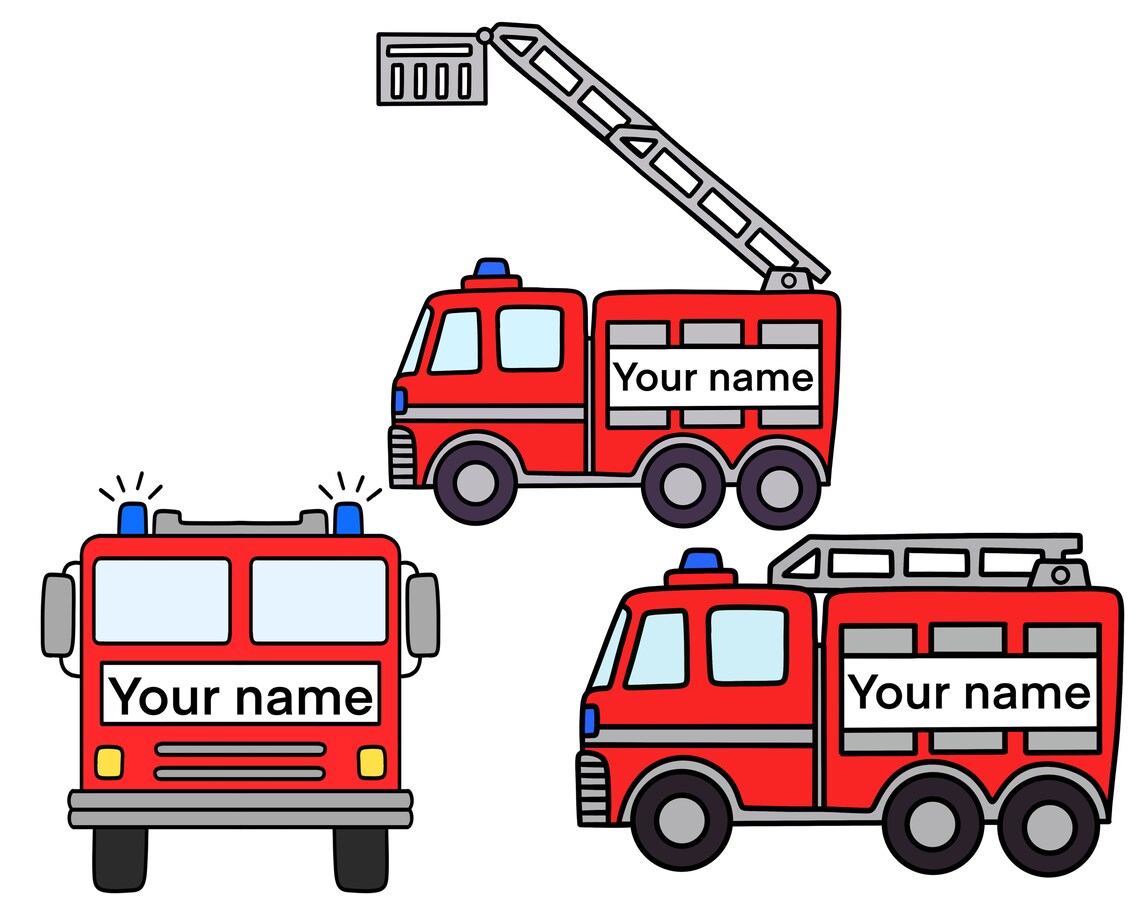 Firetruck Svg Name Tag Firetruck Personalize Firetruck Svg Cricut ...