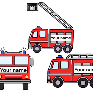 Firetruck Svg Name Tag Firetruck Personalize Firetruck Svg Cricut ...