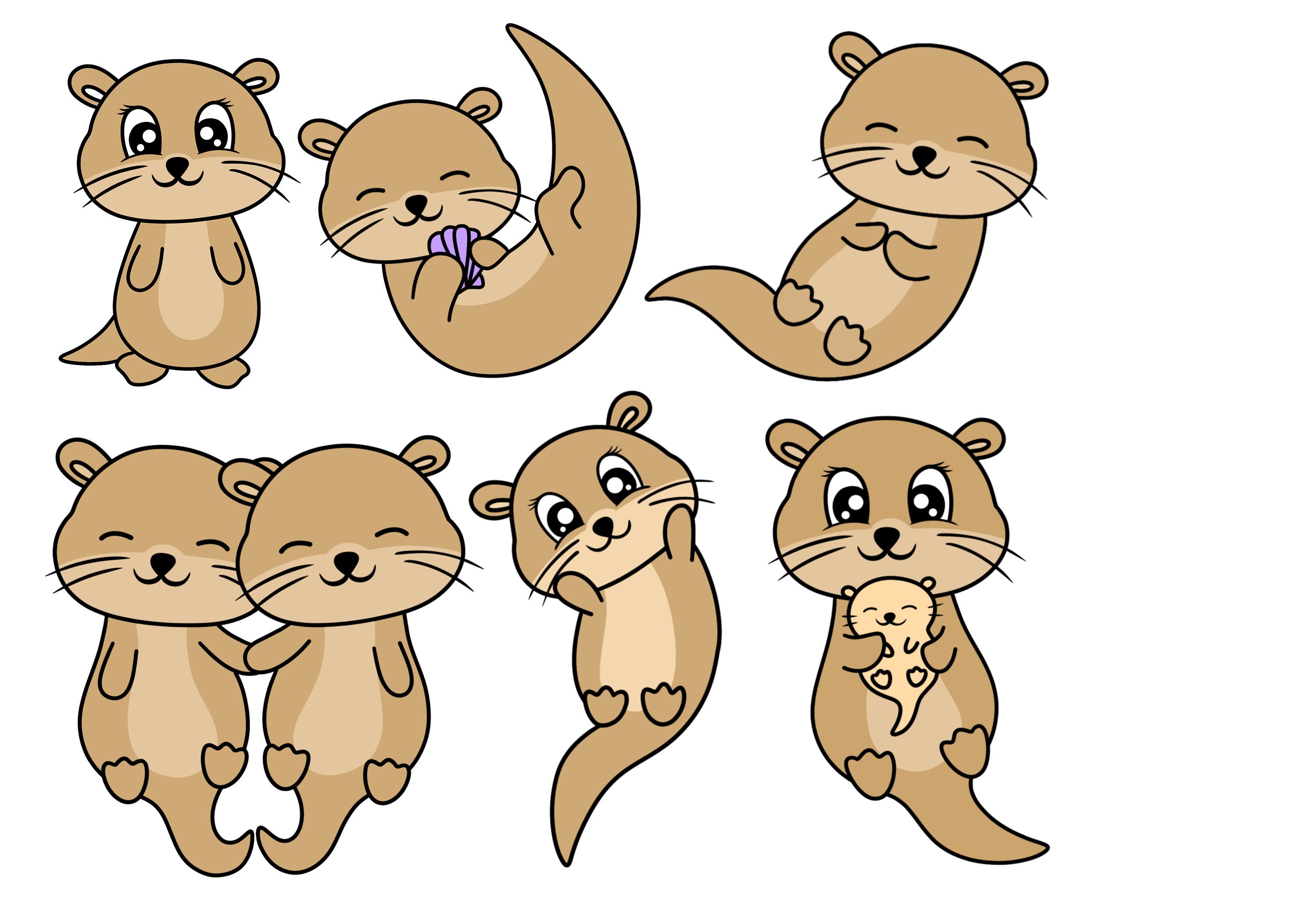 Otter Clipart Otter Svg Cut File Cricut Cute Otter Couple - Etsy