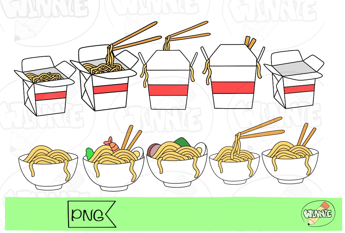 Cute Ramen Noodles Clipart Png Kawaii Noodles Chinese Food - Etsy