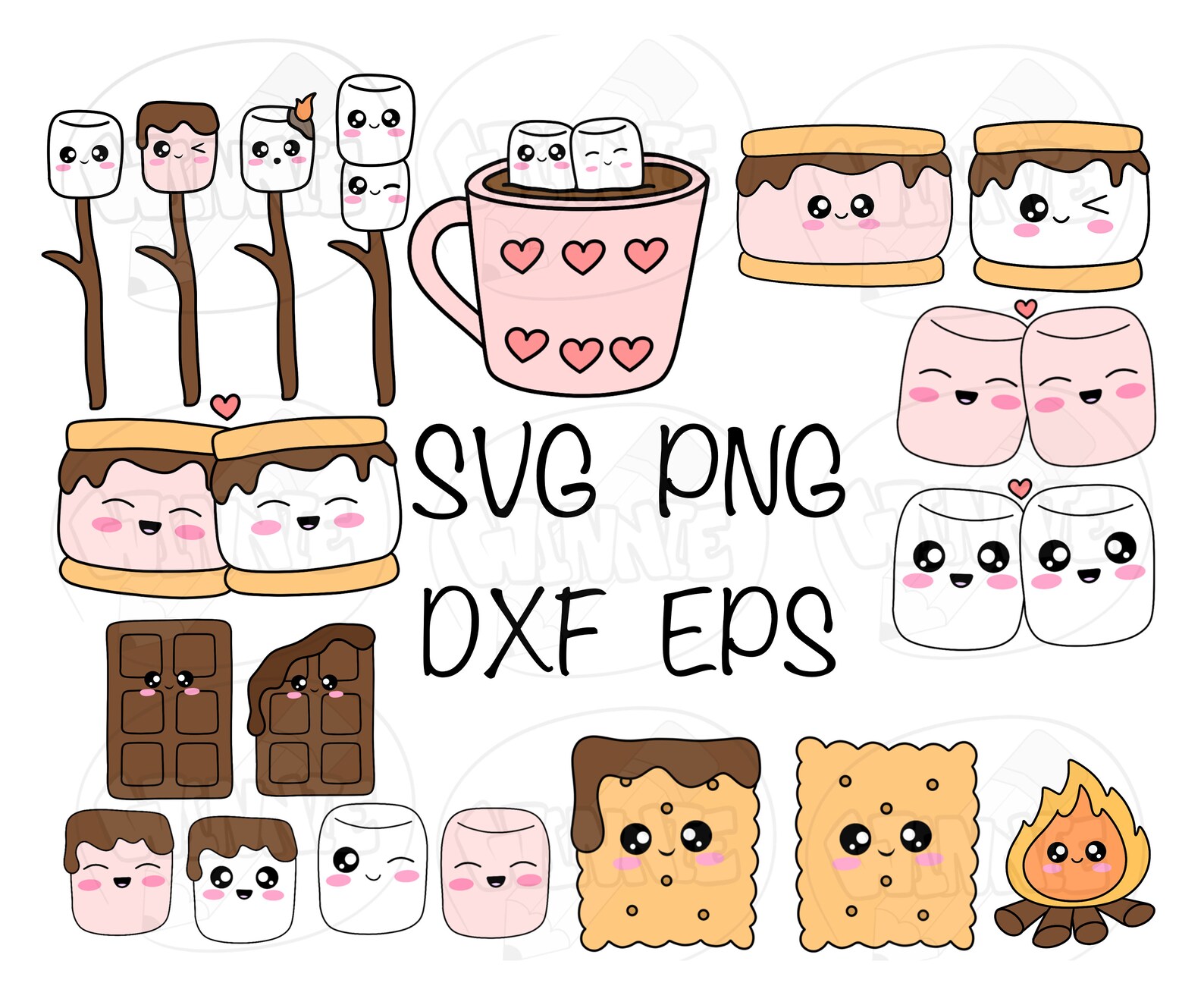 Cute S'mores Clipart Svg Smores Printable Sticker Campfire - Etsy