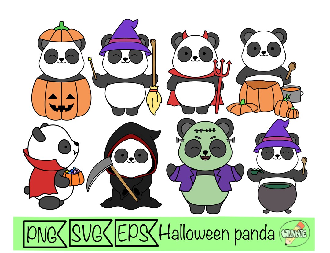 Halloween Panda Svg Clipart Animal Halloween Svg Cut File Sticker for ...
