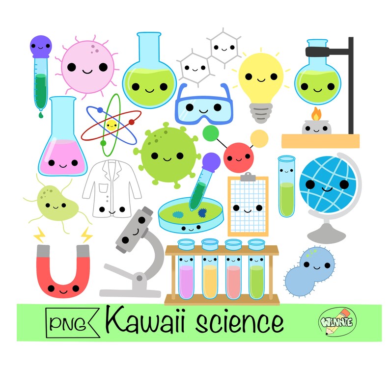 Kawaii Science Clipart Png Science Digital Sticker Cute Science ...
