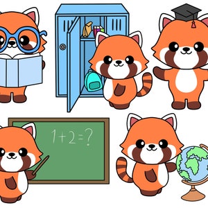 Cute Red Panda Clipart School Panda Stickers Printable Red Panda ...
