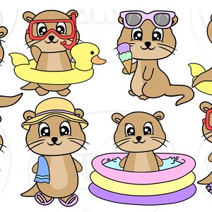 Cute Otter Clipart Pool Party Vector Png Beach Party Summer Swimming ...