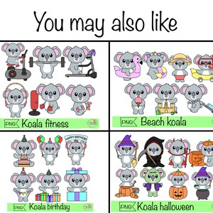 Koala Clipart Koala Workout Kawaii Fitness Clipart Gym Exercise Sport ...