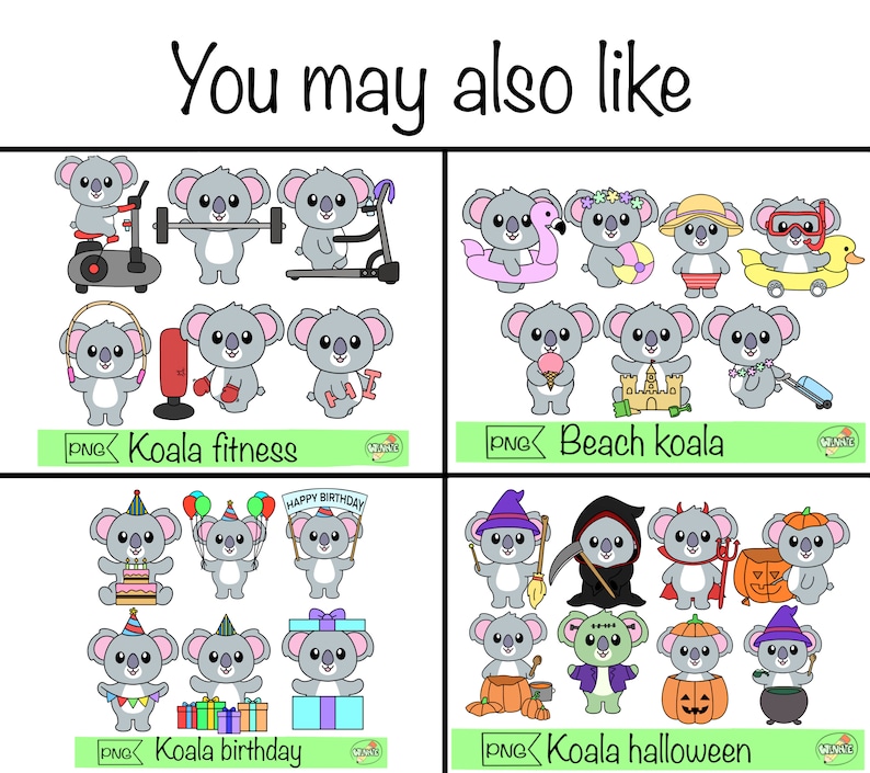 Koala Clipart Koala Workout Kawaii Fitness Clipart Gym Exercise Sport ...