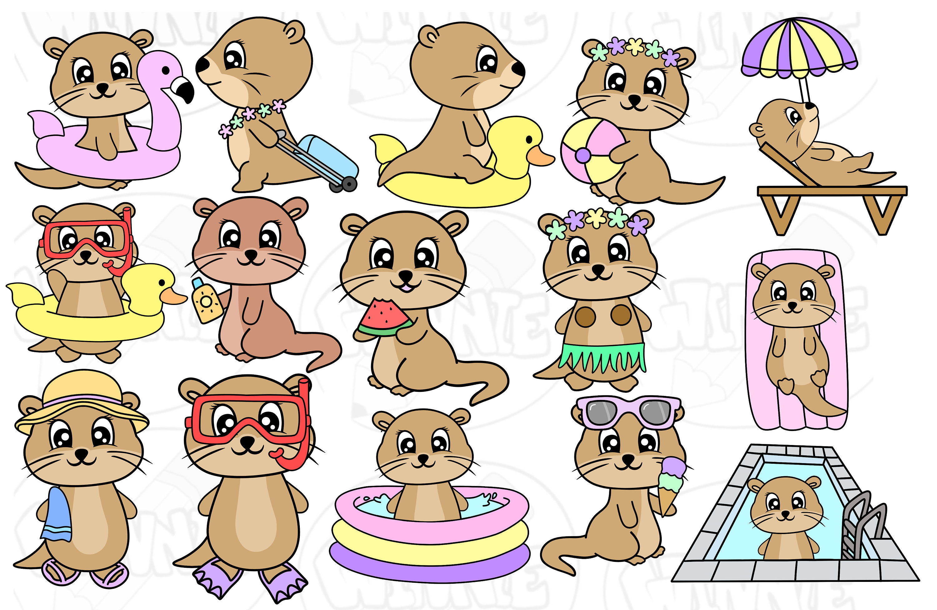 Cute Otter Clipart Pool Party Vector Png Beach Party Summer - Etsy UK