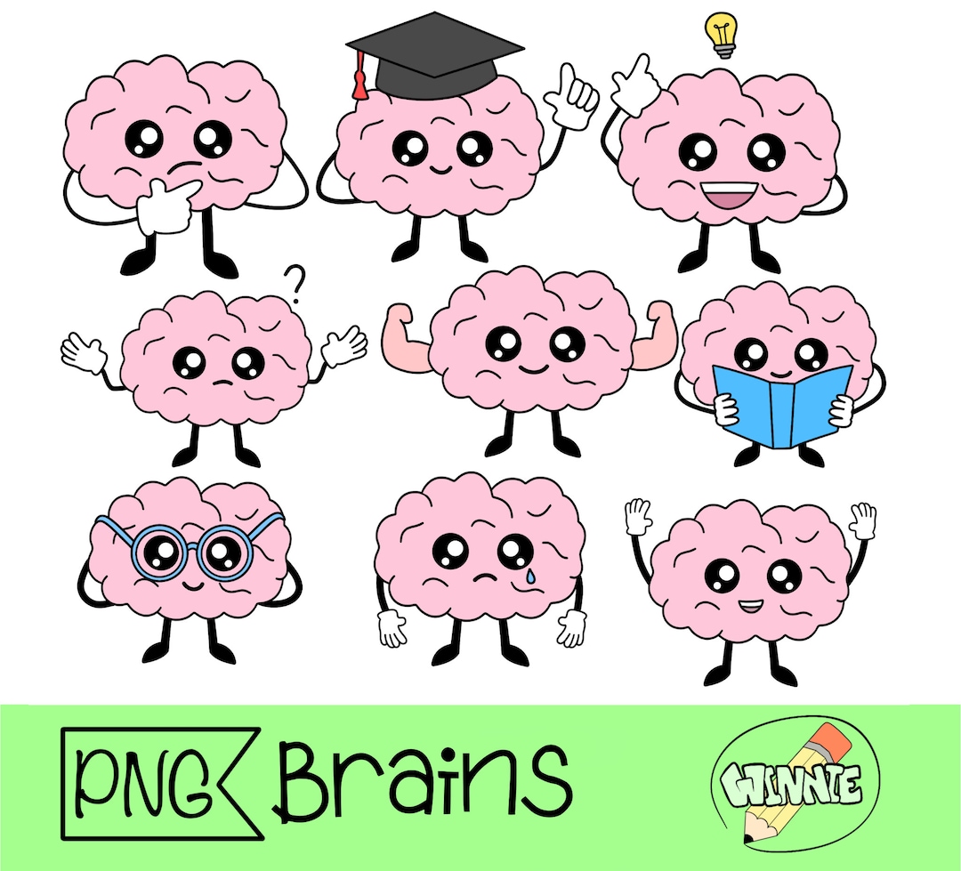 Cute Brains Clipart Brains Funny Cartoon Brain Vector Illustration ...