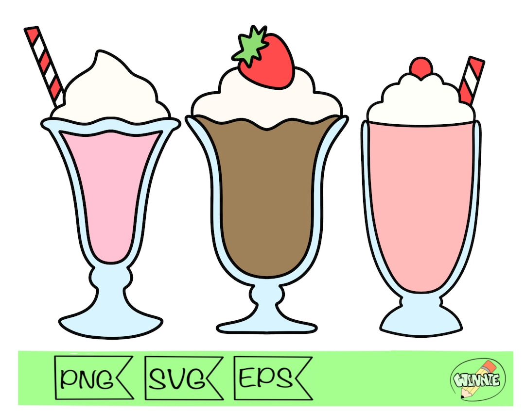 Milkshake Svg Cut File Cricut Stencil Png Strawberry Milkshake ...