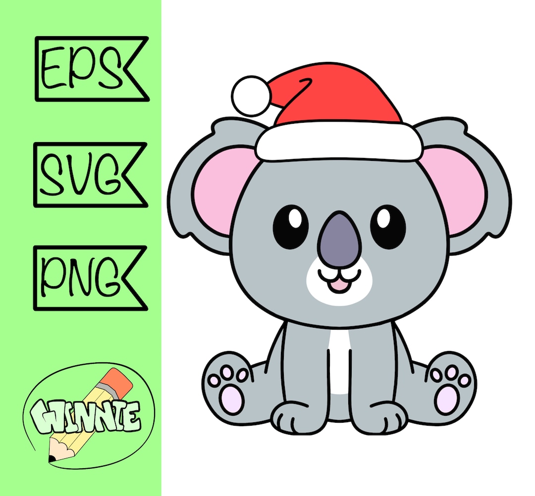 Christmas Koala Svg Cute Koala Christmas Clipart Cricut Digital ...