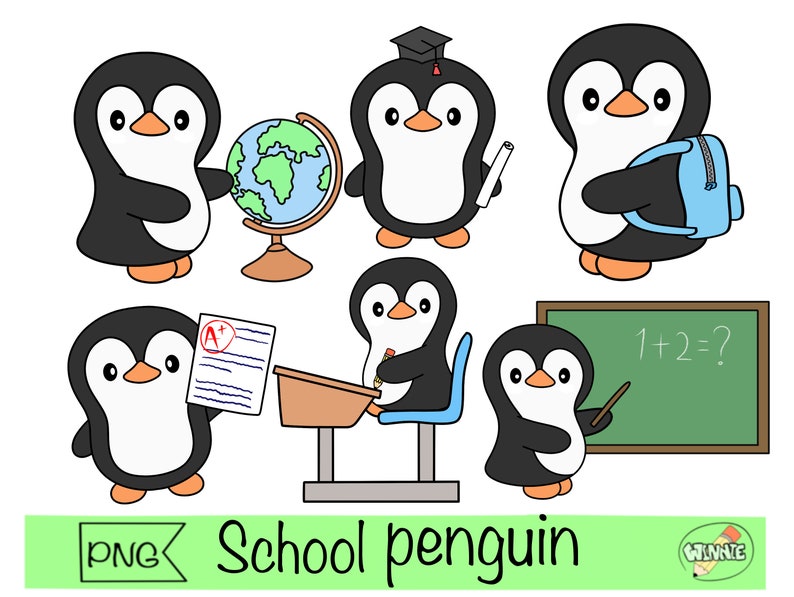 Penguin Clipart School Penguin Graduation Png Digital Stickers Penguin ...