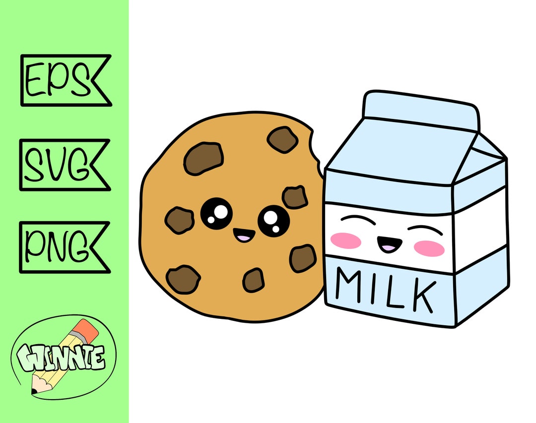 Milk Cookie Svg Kawaii Food Svg Perfect Match Food Sticker Printable ...