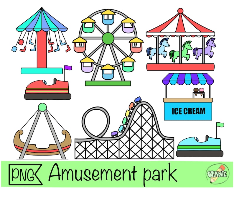 Amusement Park Clipart Carnival Png Planner Sticker Printable Cartoon ...