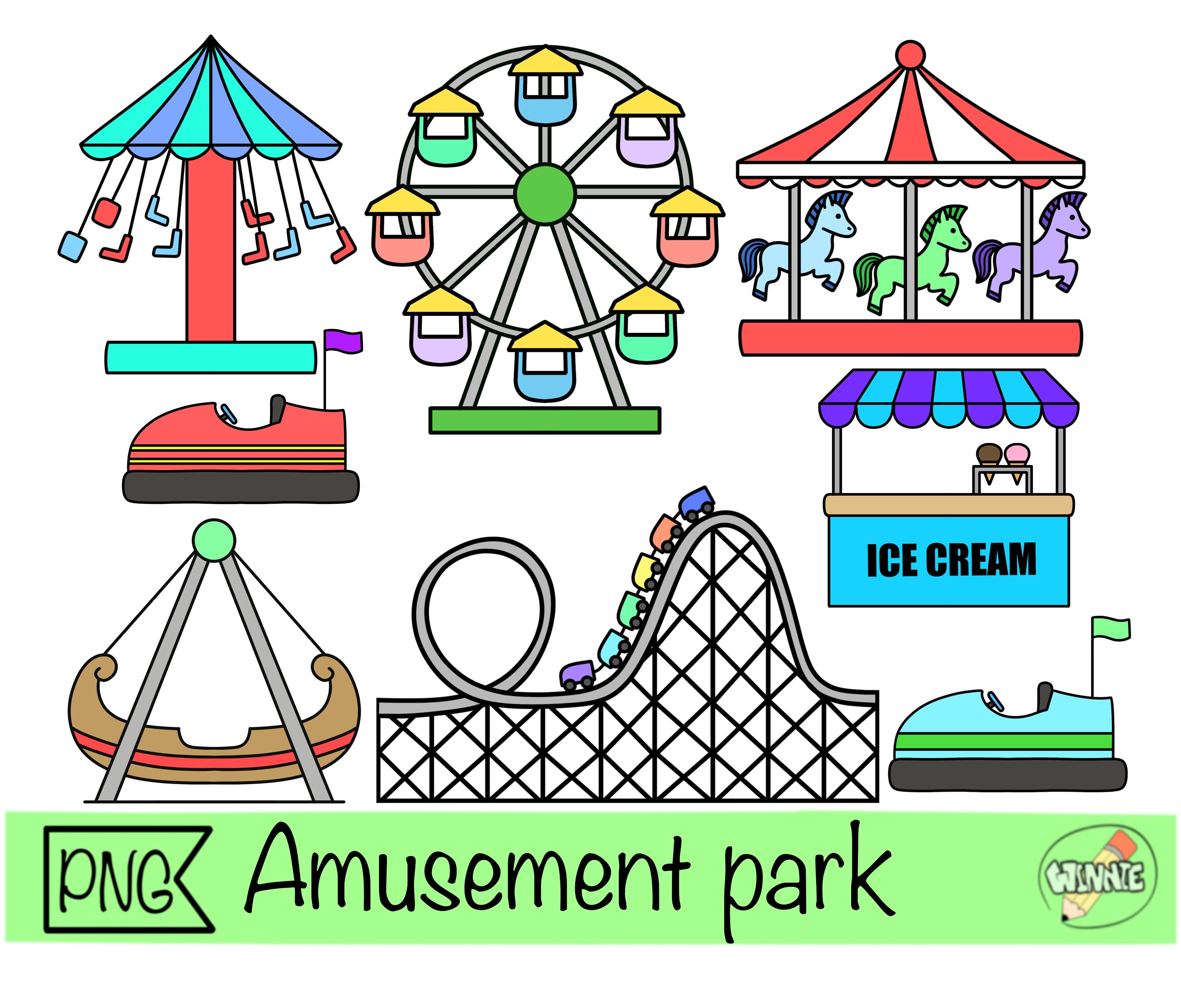 Amusement Park Drawing Rides