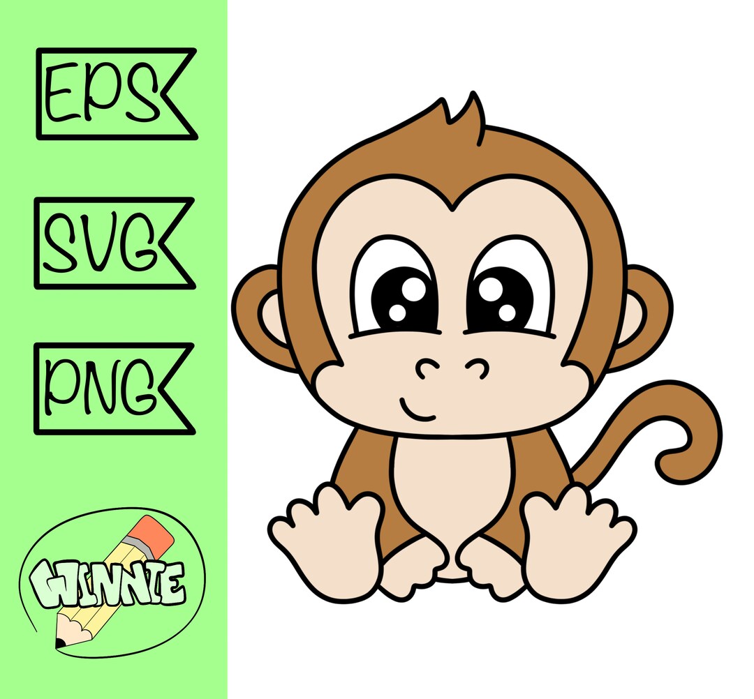Cute Monkey Svg Monkey Png Clipart Safari Animal Sticker Printable ...