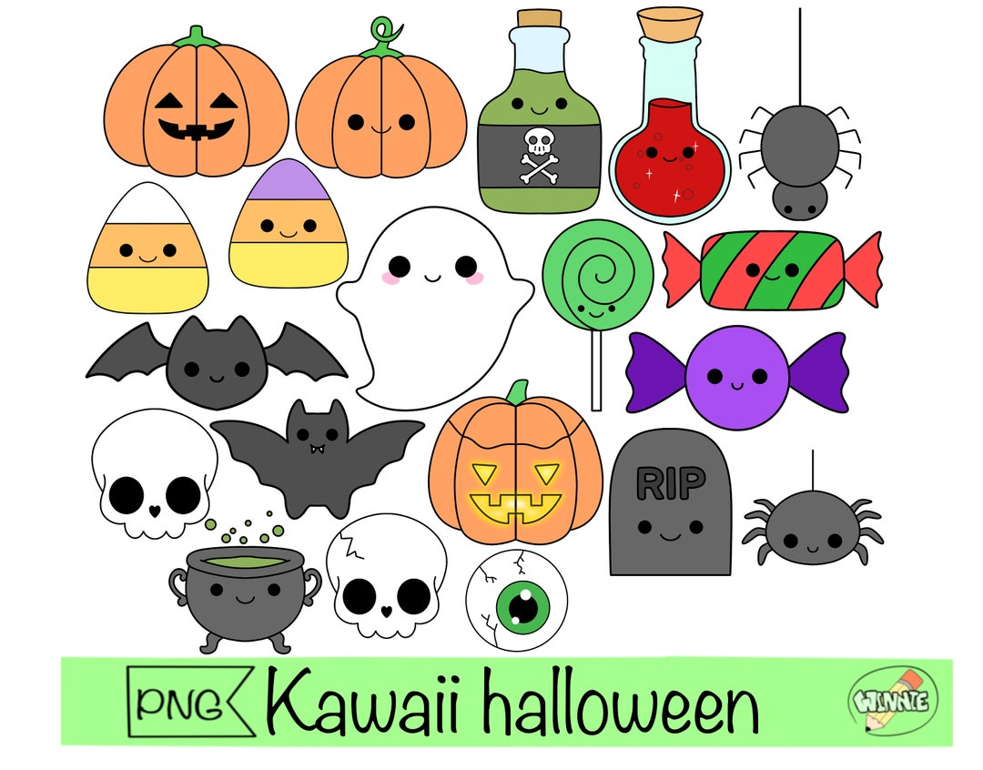 Kawaii Halloween Clipart Cute Halloween Png Digital Planner Sticker ...