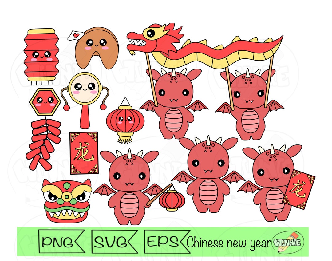 Chinese New Year Clipart Svg Year of the Dragon Png Planner Sticker ...