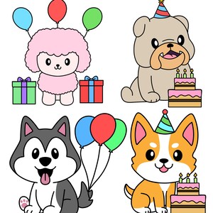 Dog Birthday Clipart Svg Dog Birthday Cartoon Dog Party Cricut Sticker ...