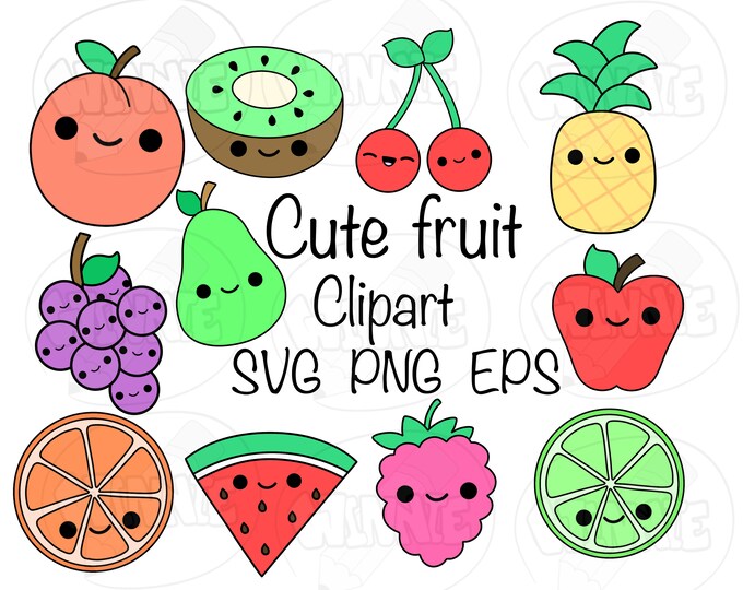 Kawaii Cute Fruit PNG Bundle - Etsy Canada