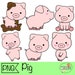 Pig Clipart Cute Piggy Vector Clipart Kawaii Piglet Png Digital Sticker ...