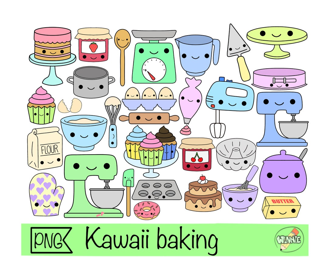 Kawaii Baking Png Clipart Bakery Cute Cartoon Sticker Printable Digital ...