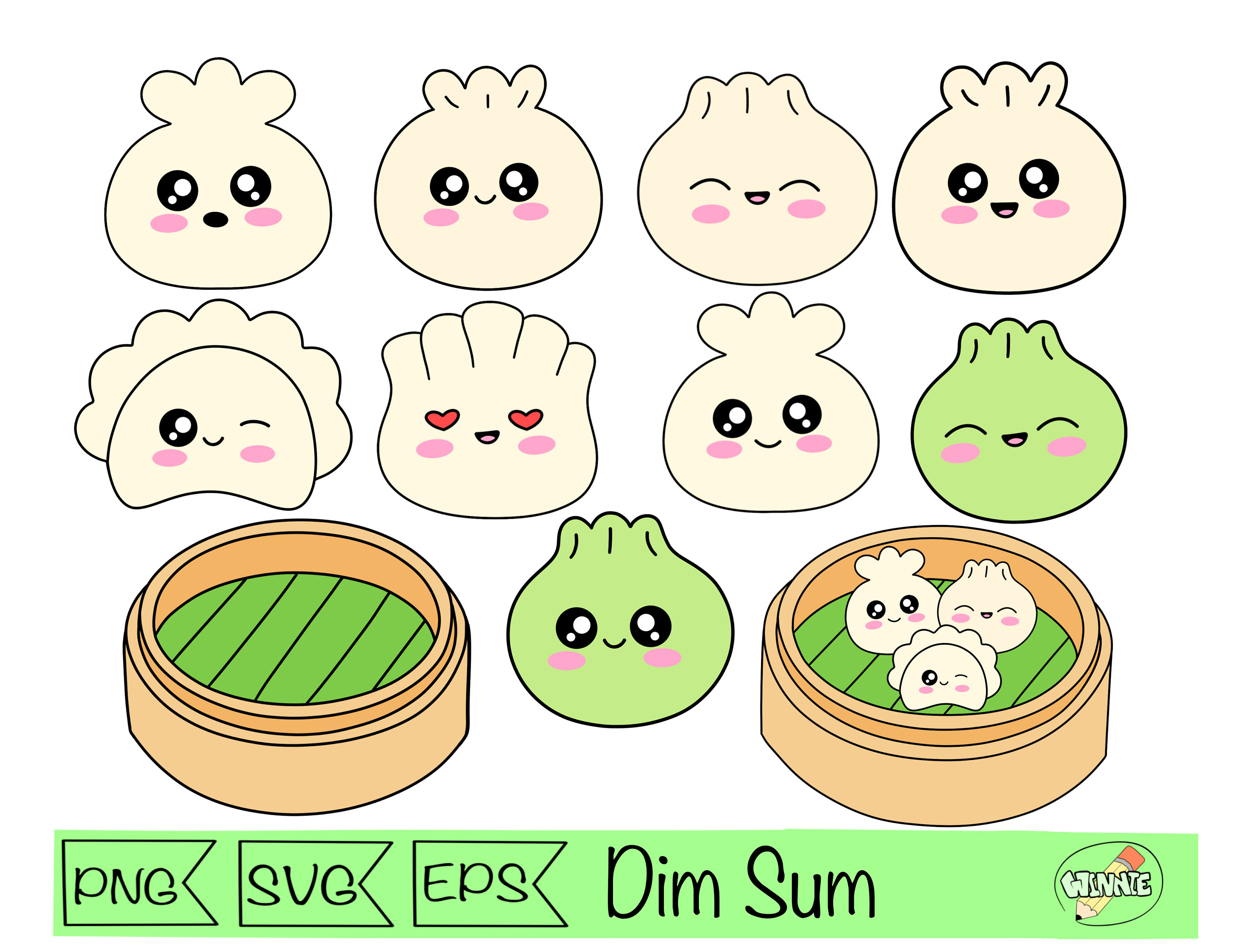 Dumpling Svg Dim Sum Svg Clipart Svg Chinese Food Png Kawaii - Etsy ...