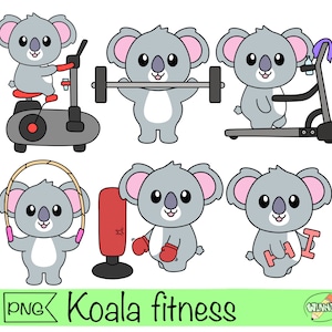 Koala Clipart Koala Workout Kawaii Fitness Clipart Gym Exercise Sport ...