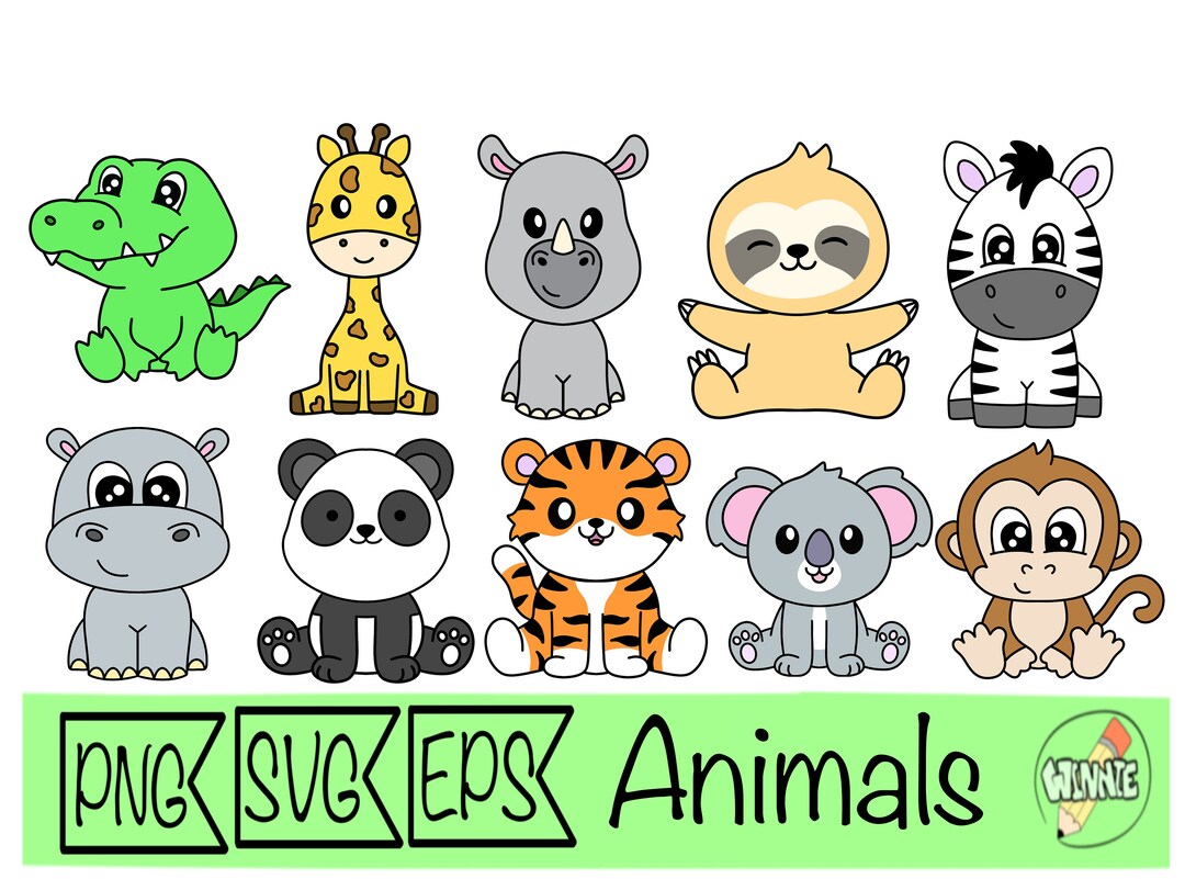 Safari Animal Svg Jungle Animal Png Clipart Baby Animal Sticker ...
