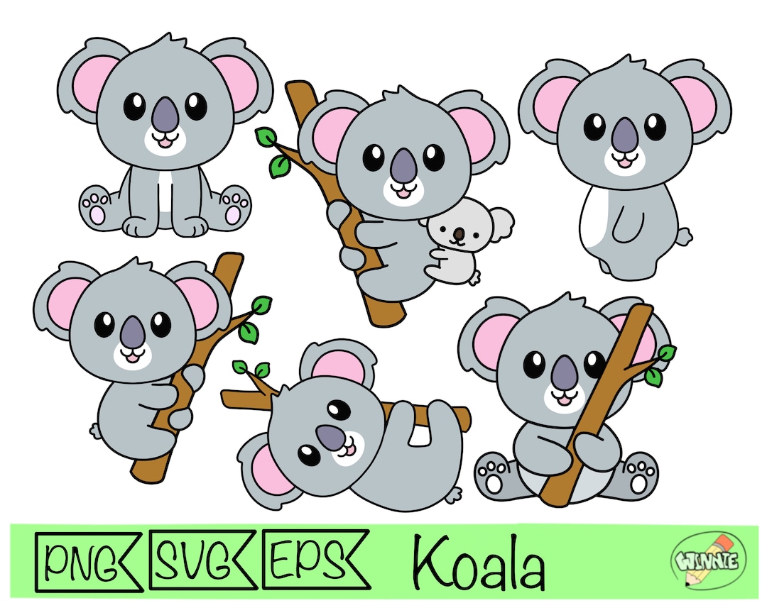 Koala Svg Clipart Cute Vector Koala Svg Cut File Digital Stickers ...