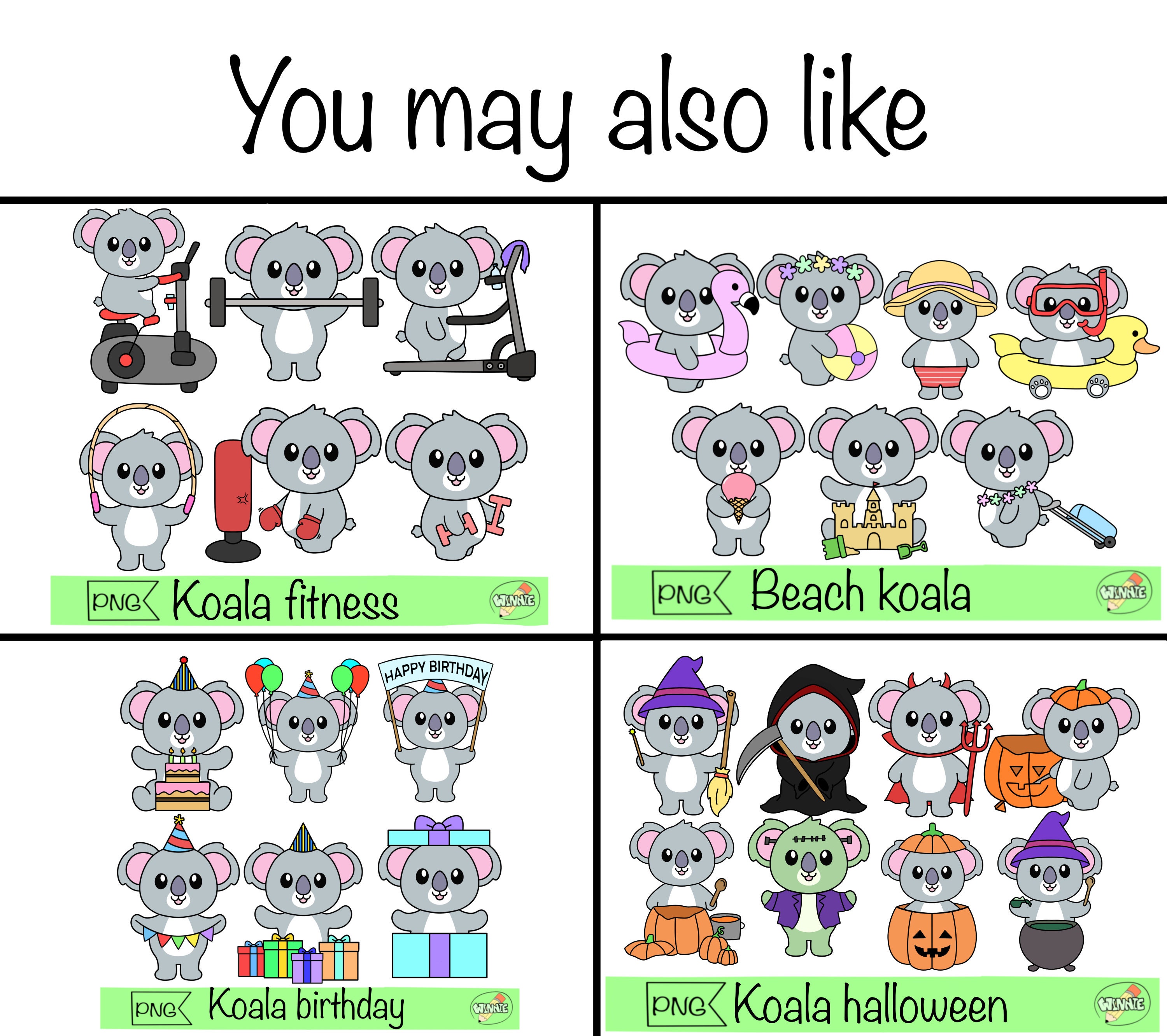 Cute Koala Clipart Back to School Koala Stickers Student Koala ...
