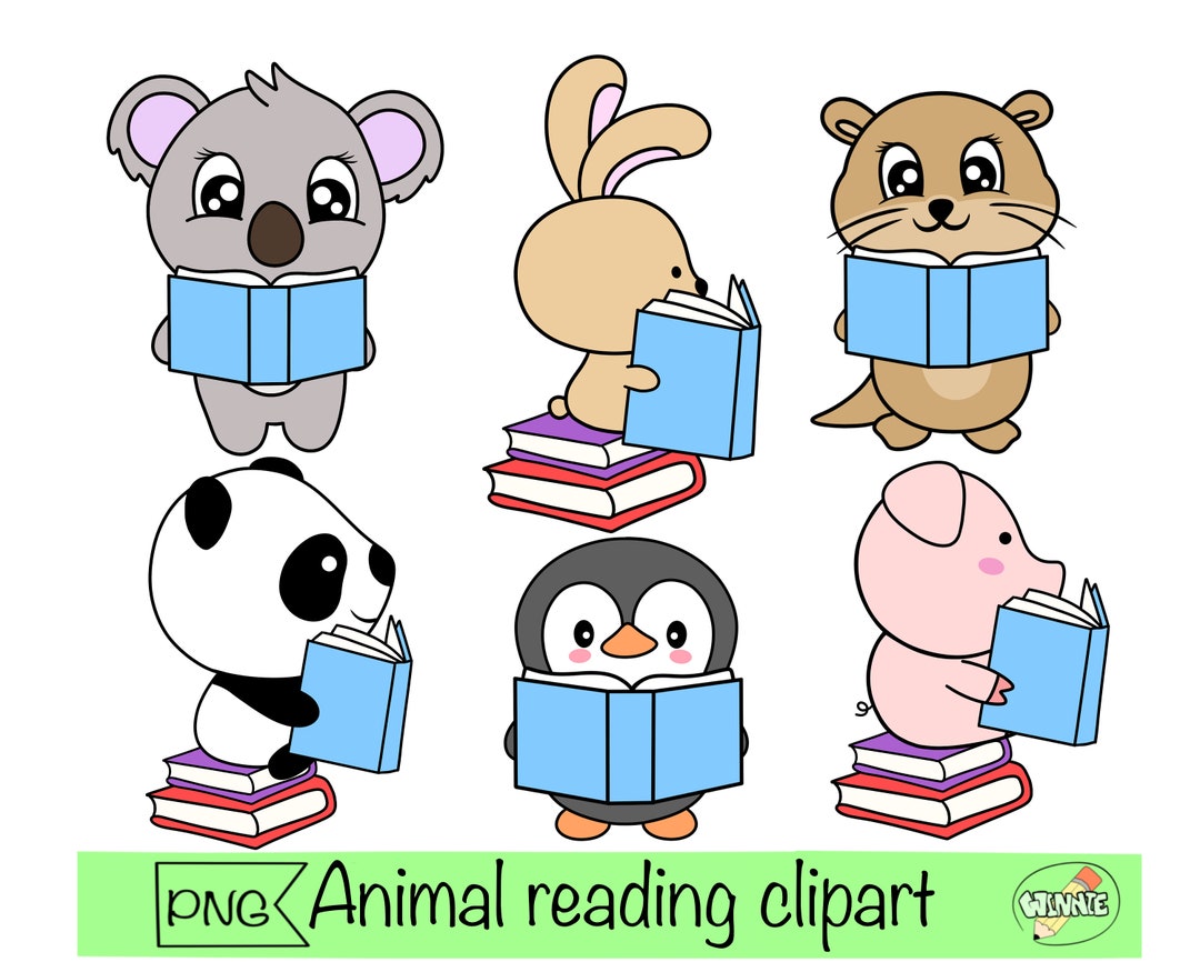 Animal Reading Clipart Animal Reading Book Clip Art Book Png Animal Nerd School Sticker Reading ...