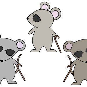 3 Blind Mice Clipart Digital Download Mouse Stickers Cute 3 Blind Mice ...