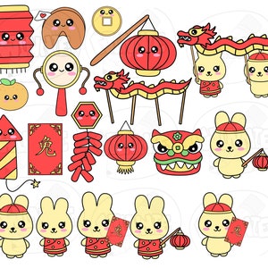 Cute Chinese New Year Clipart Kawaii Rabbit - Year of the Rabbit Lunar ...