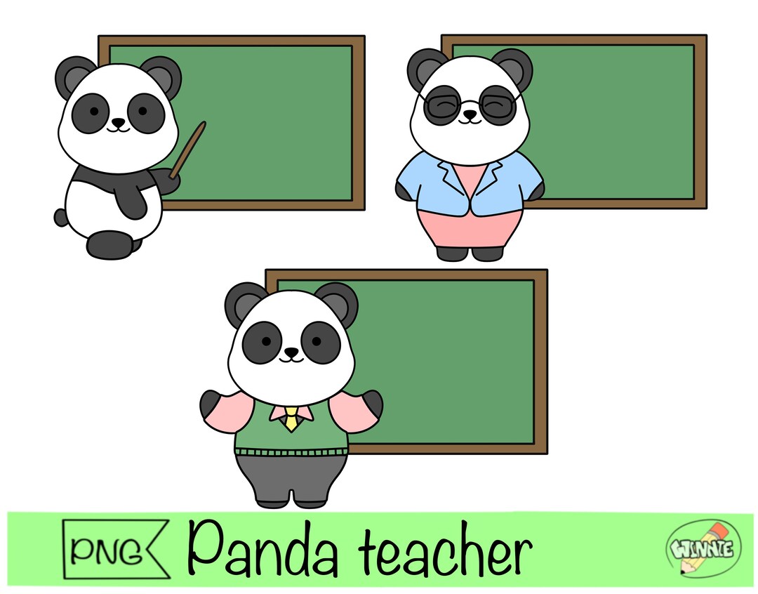 Panda Leraar Png School Panda Clipart Preschool Leraar Dier School Png ...