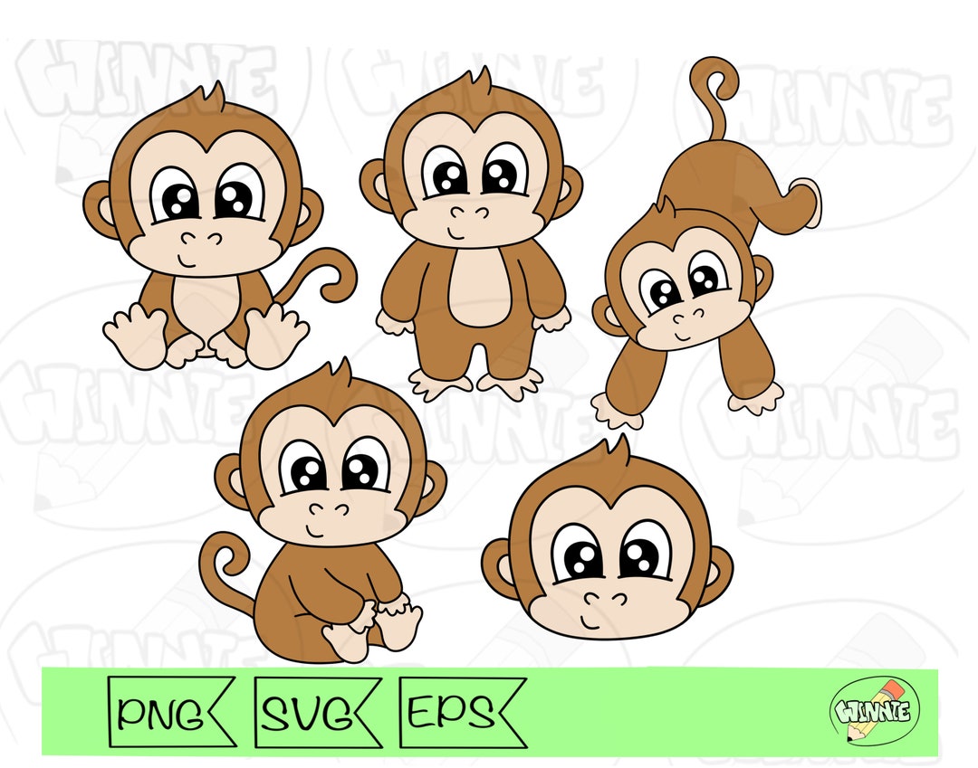 Cute Monkey Svg Clipart Monkey Clip Art Baby Safari Animal Animal ...