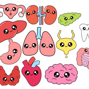 Kawaii Organ Clipart Organ Svg Printable Body Organs Clip Art Digital ...
