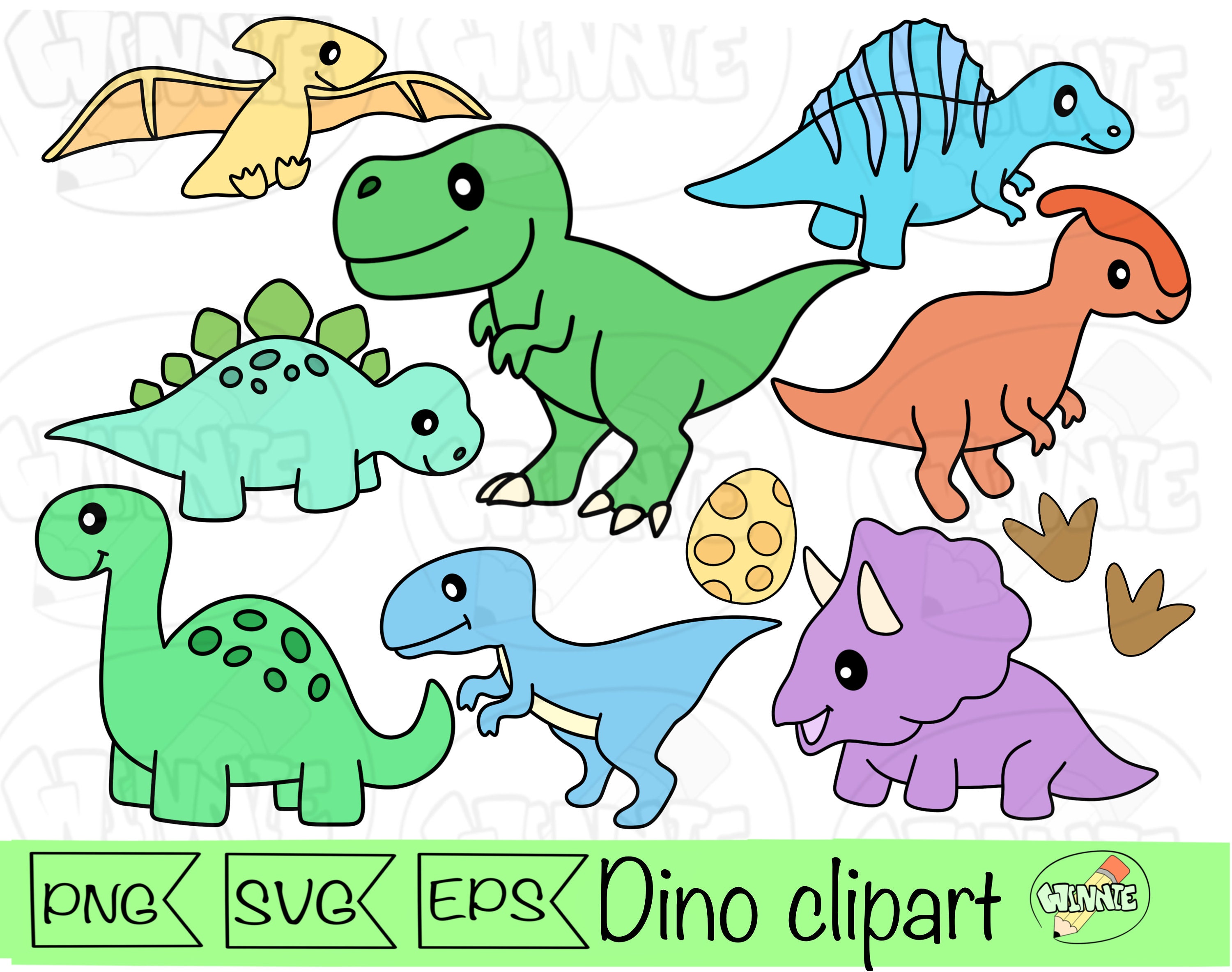Dino Svg Clipart Dinosaur Clip Art Png T Rex Raptor Digital Etsy Israel