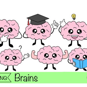 Cute Brains Clipart Brains Funny Cartoon Brain Vector Illustration ...