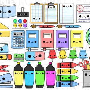 Kawaii School Clipart Vector School Clip Art Cute School Items Clip Art ...