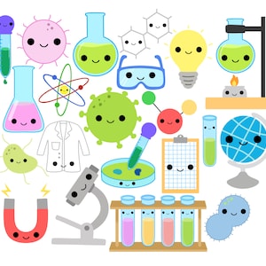 Kawaii Science Clipart Png Science Digital Sticker Cute Science ...