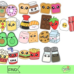 Kawaii Valentine Clipart Food Perfect Match Printable Sticker Valentine ...