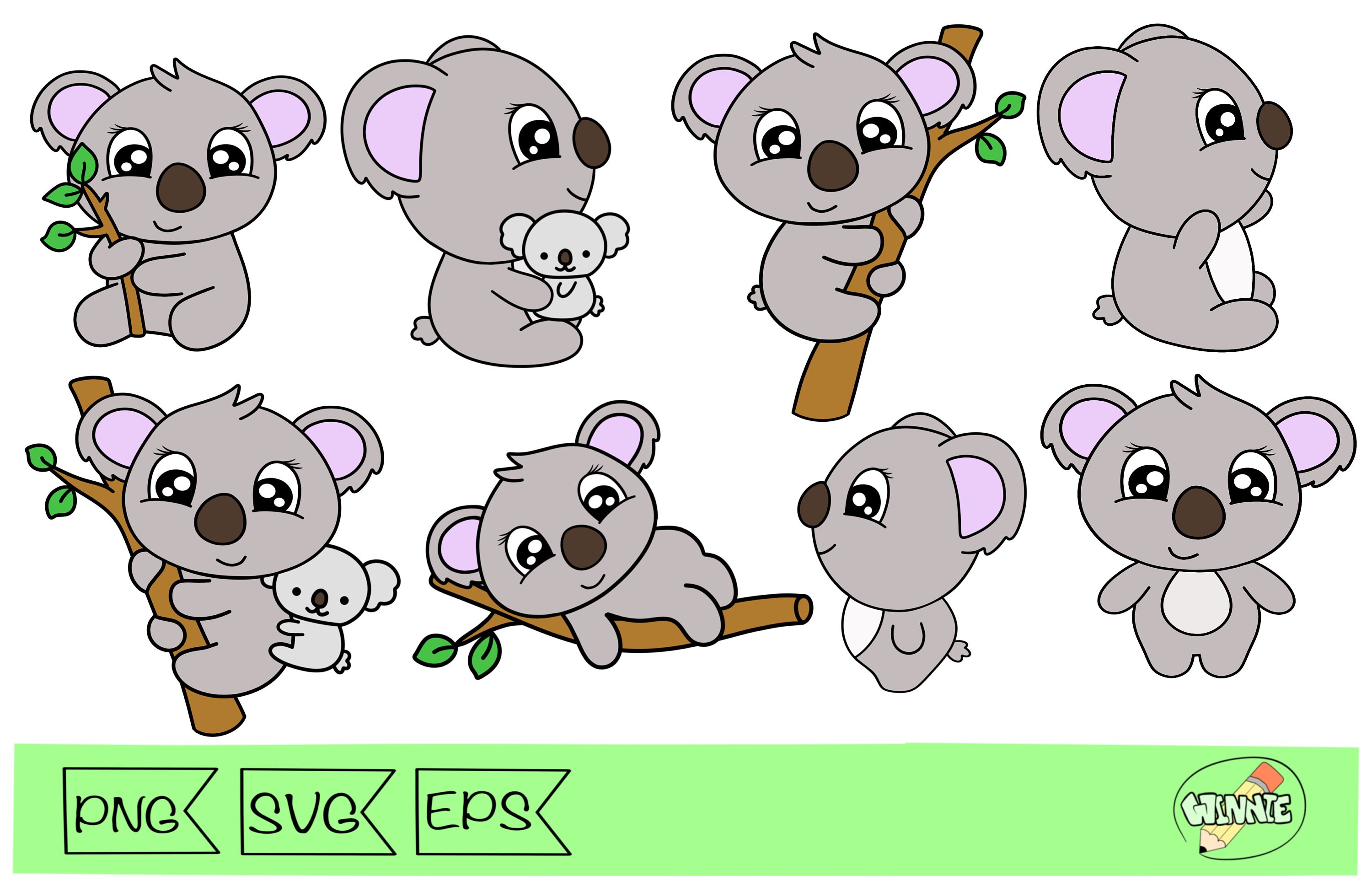 Koala Svg Clipart Cute Vector Koala Svg Cut File Digital - Etsy