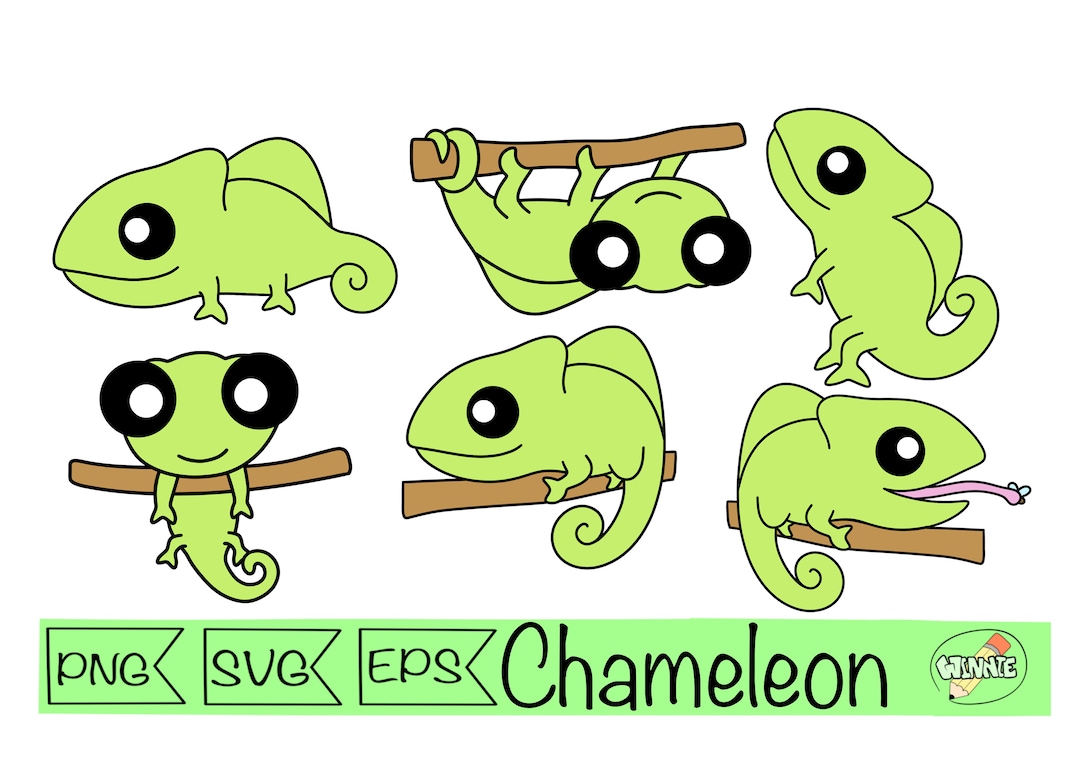Chameleon Svg Clipart Vector Cute Chameleon Svg Cute Reptile Green ...
