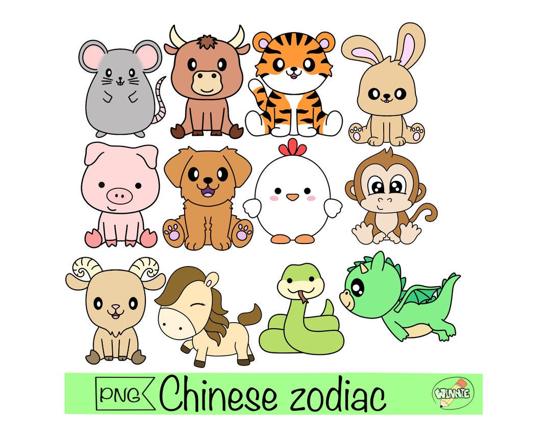 Chinse Zodiac Clipart Chinese Animal Zodiac Lunar New Year - Etsy