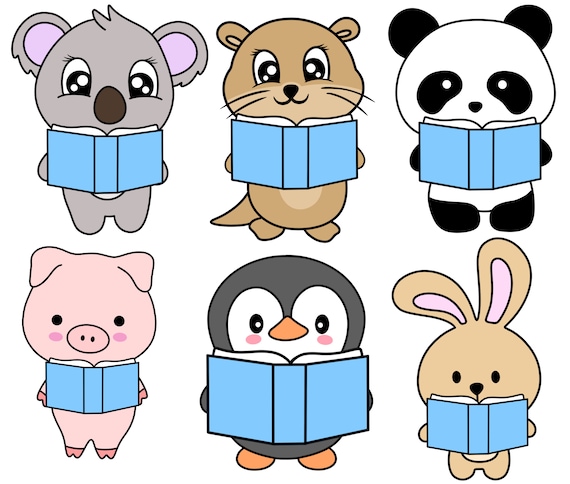 Animals Reading Books Clip Art