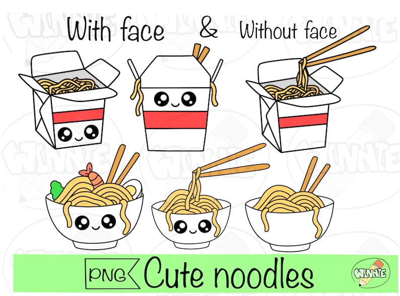 Cute Ramen Noodles Clipart Png Kawaii Noodles Chinese Food - Etsy